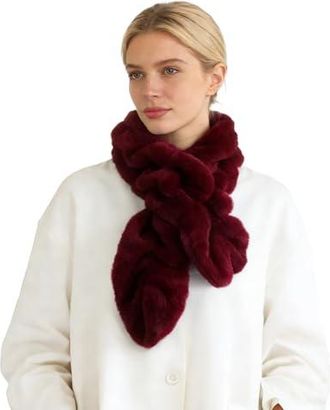 Lina & Lily &Eacute;charpe Volant&eacute;e en Fausse Fourrure pour Femme Hiver (Bordeaux)