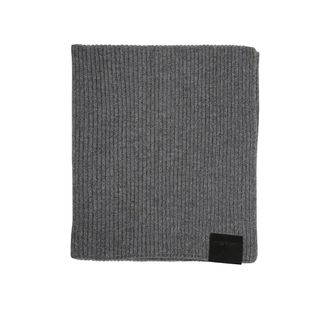 Tom Ford Tücher & Schals - Ribbed Scarf With Leather Logo Tag - Gr. unisize - in Grau - für Damen