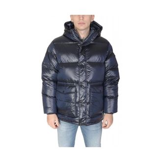 Emporio Armani Iridescent Nylon Daunenjacke mit Kapuze - - Jackets - Herren - Blau - M