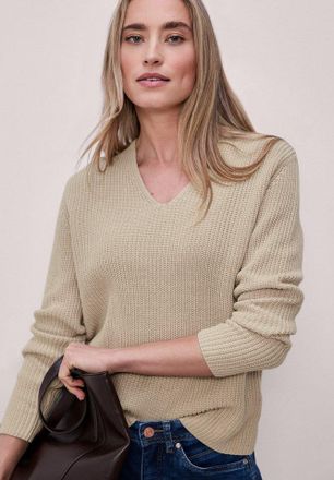 Street One V-Ausschnitt-Pullover im soften Baumwoll-Mix