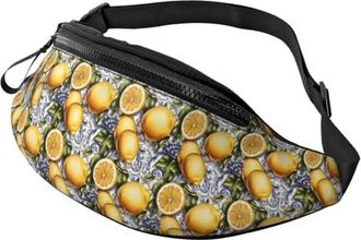 Generic Motifs Violets &Agrave; Imprim&eacute; Citron Sac &Agrave; Bandouli&egrave;re R&eacute;glable Sacs Banane L&eacute;ger Poche Poitrine Pour Voyages V&eacute;lo &Agrave; Dos Vacances 14X35Cm