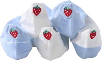 Generico Lot de 5 paires de chaussettes brod&eacute;es &agrave; la fraise, chaussettes de cheville printemps-&eacute;t&eacute; Kawaii pour femmes, Colors, Taille Unique