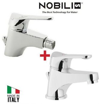 Nobili Coppia Miscelatori Nobili Lavabo Bidet Rubinetti Serie Italia Con Piletta 11860