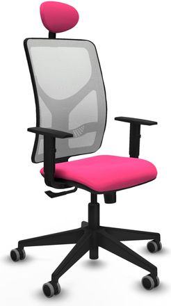 Piqueras y Crespo B&uuml;rostuhl mit 1D-Armlehnen, h&ouml;henverstellbarer Lendenwirbelst&uuml;tze und festem Kopfteil, ausgestattet mit Sincro 3 Positionen und Schneideschaum, Wei&szlig;/R