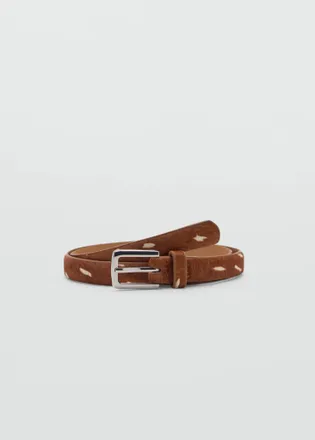 Mango Ceinture en cuir imprim&eacute; cerf marron - Femme - S - MANGO