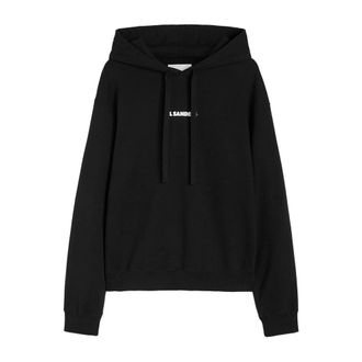 Jil Sander Schwarzer Baumwoll-Hoodie mit Logo-Print - - Sweatshirts & Hoodies - Herren - Schwarzk - S