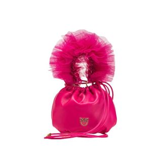 Pinko Mini Nappa Leder Tasche mit T&uuml;ll - - Bags - Damen - Rosa - ONE SIZE
