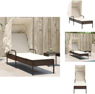 vidaXL Sonnenliege mit Dach Braun Poly Rattan - Sonnenliege - Gartenliege - Liege - Outdoorm&ouml;bel - Poolside