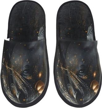 Generic Hiver Pantoufles Cheval Blanc Noir Et Or Cozy Pantoufles En Feutre R&eacute;utilisables Maison Slippers Pour Femmes Chambre Spa L