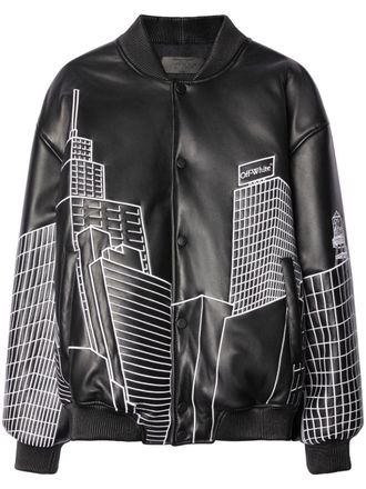 Off-white veste bomber Skyline en cuir - Noir