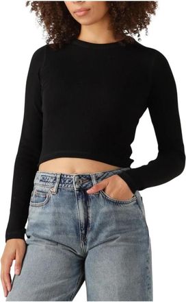 Envii Schwarzes Crop Tee Enally 5314 - - Knitwear - Damen - Schwarzk - XL