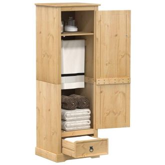 vidaXL Vidaxl - Garde-robe en bois de pin massif marron 55x50x170 cm - 2 portes - Poign&eacute;es en m&eacute;tal - Finition cire de miel - Armoire classique durable