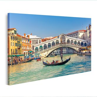 Islandburner Bild auf Leinwand Gondel Fahrt unter der Rialtobr&uuml;cke Venedig Italien Bilder Wandbilder 100x57cm