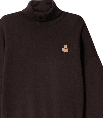 Isabel Marant Embroidered Logo Roll Neck Sweater - Brown