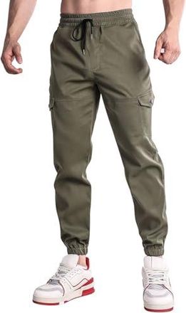 Generic Pantalon cargo pour homme en coton - Pantalon cargo - Pantalon d&eacute;t&eacute; - Pantalon de loisirs - Pantalon de jogging l&eacute;ger avec &eacute;lastique - Pantalon en tis