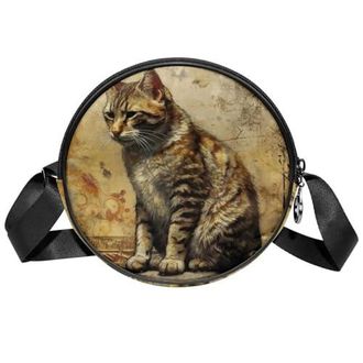 Generic Petit sac &agrave; bandouli&egrave;re rond pour femme, petit sac &agrave; bandouli&egrave;re avec fermeture &eacute;clair et bretelles r&eacute;glables style d&eacute;contract&eacute; pour femmes et filles