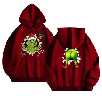 Generic Le Grinch Sweat A Capuche Femme 2025 Vetement De Pull Adulte Christmas Pyjama Sweatshirts Plaid Chaud Noel Pulls Polaire The Vêtements Costume Deguise