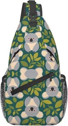 Generic Antivol Sacoche Homme Bandouliere Dessin anim&eacute; mignon de koala sur des feuilles Sac &agrave; Bandouli&egrave;re L&eacute;ger Sac &agrave; Dos Militaire pour Camping Cyclisme Voya