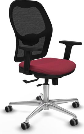 Piqueras y Crespo Jorquera Drehstuhl mit 2D-Armen, h&ouml;henverstellbare Lendenwirbelst&uuml;tze, ausgestattet mit Syncro/Traslack und injiziertem Schaumstoff, Schwarz/Granatrot