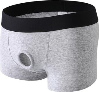 Generic Boxers pour homme, sous-v&ecirc;tements pour homme, sexy, ouverts &agrave; lavant, sous-v&ecirc;tements creux, bikini pour homme, sous-v&ecirc;tement militaire, gris, XXL tail