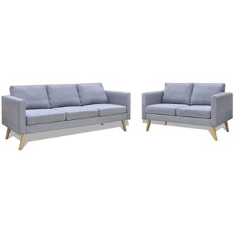 vidaXL Vidaxl - Sofagarnitur 2-Sitzer & 3-Sitzer Stoff Hellgrau
