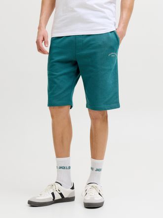 Jack & Jones Sweatshorts JACK & JONES JPSTGORDON COLLEGE SWEAT SHORTS MID, Herren, Gr. XXL, N-Gr, gr&uuml;n (atlantic deep), angeraute Sweatware, Obermaterial: 80% Baum