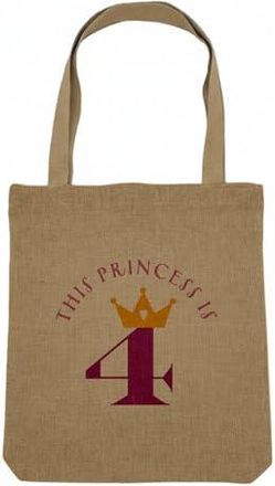 Fabulous Sac Shopping Tote Bag Aspect Lin - This Princess is 4 Celebration Birthday Party Gift Fantasy Magical - Sac de Courses Toile Epaisse 360g Beige Nature