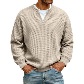 Generic DENGJIAMY T-shirt gaufr&eacute; pour homme, grande taille, faux deux pi&egrave;ces, haut tendance, col rond, t-shirt &agrave; manches longues, v&ecirc;tements d&eacute;t&eacute; d&eacute;contract&eacute;s 