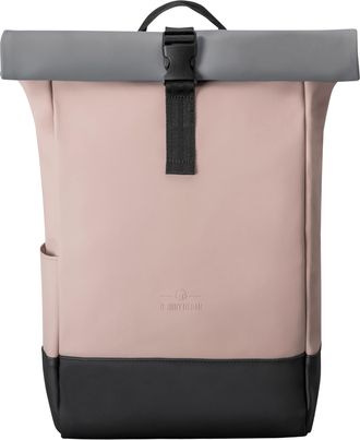 Johnny Urban Rucksack Damen Rosa Grau - Harvey Medium - Rolltop Mit Laptopfach für Uni Business City - 15L - Matte PU Beschichtung - Wasserabweisend