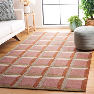 Safavieh Modern Teppich f&uuml;r Wohnzimmer, Esszimmer, Schlafzimmer - Genre Collection, Kurzer Flor, Rot und Beige, 120 x 180 cm