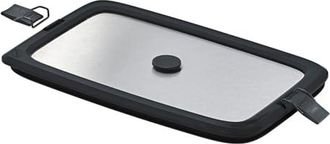 Rösle Edelstahldeckel FLEXX 2GO 1,5 L eckig mit Clips für Lunchbox, Silikonrand, aromadicht, Silikonventil, silberfarben/schwarz, Silbern