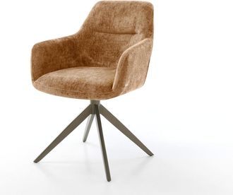 DELIFE Drehstuhl Pejo-Flex Chenille Rost Kreuzgestell breit Effektfinish Titan 360° drehbar Wippfunktion Taschenfederkern, Esszimmerstühle