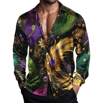 Generic Costume de carnaval pour homme - Chemise &agrave; manches longues - Coupe droite - Chemise de loisirs l&eacute;g&egrave;re - Chemise &agrave; manches longues - Respirante - Chemi