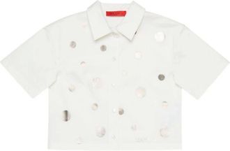 Max & Co. Femme, Blouses et Chemises, Blanc, Taille: 40 FR Polka Dot Short Sleeve Shirt