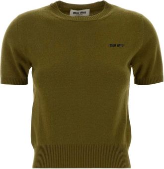 Miu Miu haut en cachemire à logo - Vert