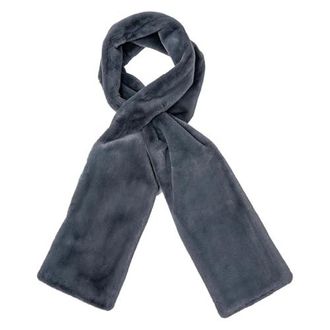 Generic Faux Fur Pull Through Scarf With Zipper Pocket for Cell Phone And Valuables Wrap Up Warm Cozy Pull-Through Scarf(Gray)