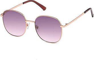 Sojos SJ1137 Lunettes de soleil rondes rectangulaires avec verres miroir et monture en métal, Cadre or rose / verres dégradés gris rose, s