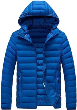 Generic Doudoune l&eacute;g&egrave;re pour homme - Coupe ajust&eacute;e - Manteau dhiver isol&eacute; en duvet synth&eacute;tique avec capuche amovible, bleu lac, 5XL