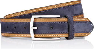 Lindenmann leather belt men, jeans belt men 35 mm wide, belt men, cowhide leather blue, Farbe/Color:bleu, Size US/EU:Bundweite 90 cm Gesamtl&auml;nge 105 cm W 35.5 L