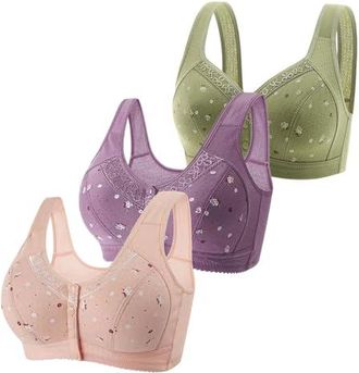 Generic Femmes Soutien Gorge sans Armature Grande Taille BrassièR avec Ouverture Devant BrassièRe en Dentelle Push Up Maintien Fort Soutien-Gorge Soutien-Gorg