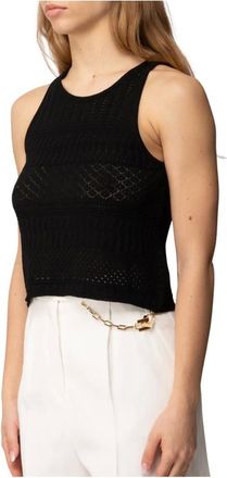 Akep Femme, Tops, Noir, Taille: 40 FR Openwork Knit Top