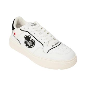 Love Moschino Baskets &agrave; patch coeur - Femme - Chaussures - Blanc - Taille: 40 EU