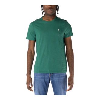 Polo Ralph Lauren Homme, Tops, Vert, Taille: XL T-shirt &agrave; Manches Courtes et Col Rond Brod&eacute;