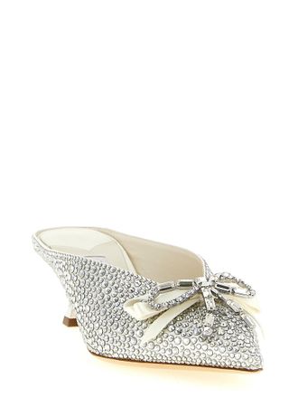 Jimmy Choo London Womens Auria Heel Silver Tencel Silk Satin