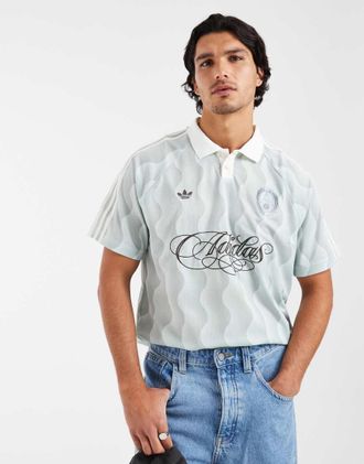 adidas Originals Maillot d&eacute;t&eacute; avec logo manuscrit - Vert sauge