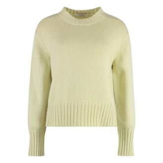 Malo Kaschmir Rundhalspullover mit Rippenstrickkanten - - Knitwear - Damen - Gr&uuml;n - S