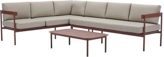 Vente-Unique Salon de jardin modulable en aluminium : 1 canap&eacute; dangle relevable + 1 table basse - Terracotta et coussins beige - laston de mylia