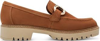 Infinity Leather Mocassins Classiques en Cuir Beige pour Femmes, Chaussures &agrave; Plateforme et Boucle