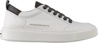 Alexander Smith Homme, Chaussures, Blanc, Taille: 44 EU Bond Hommes en cuir de chèvre blanc et détails en cuir vert