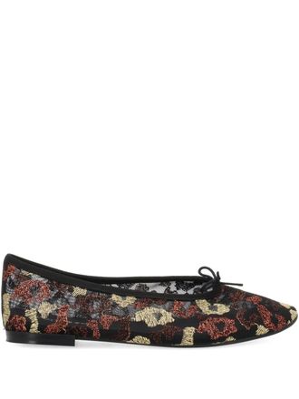 Repetto ballerines &agrave; fleurs - Noir